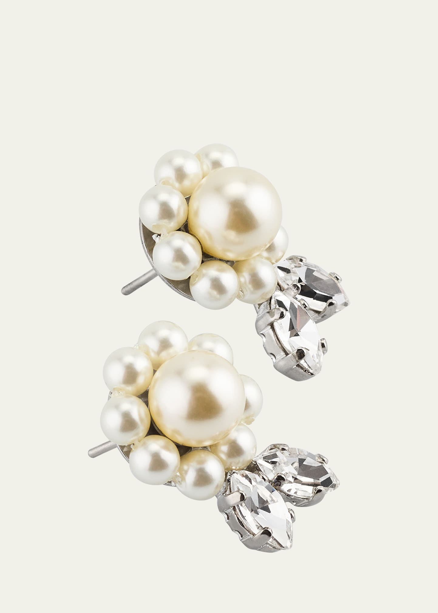 Simone Rocha Daisy Leaf Cluster Earrings - Pearlclear | Editorialist