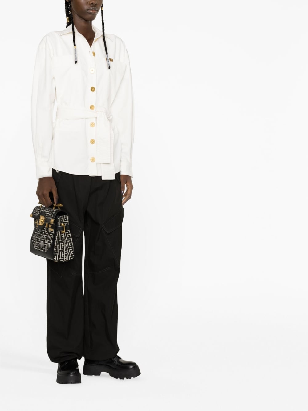 BALMAIN Balmain logo-plaque denim shirt jacket