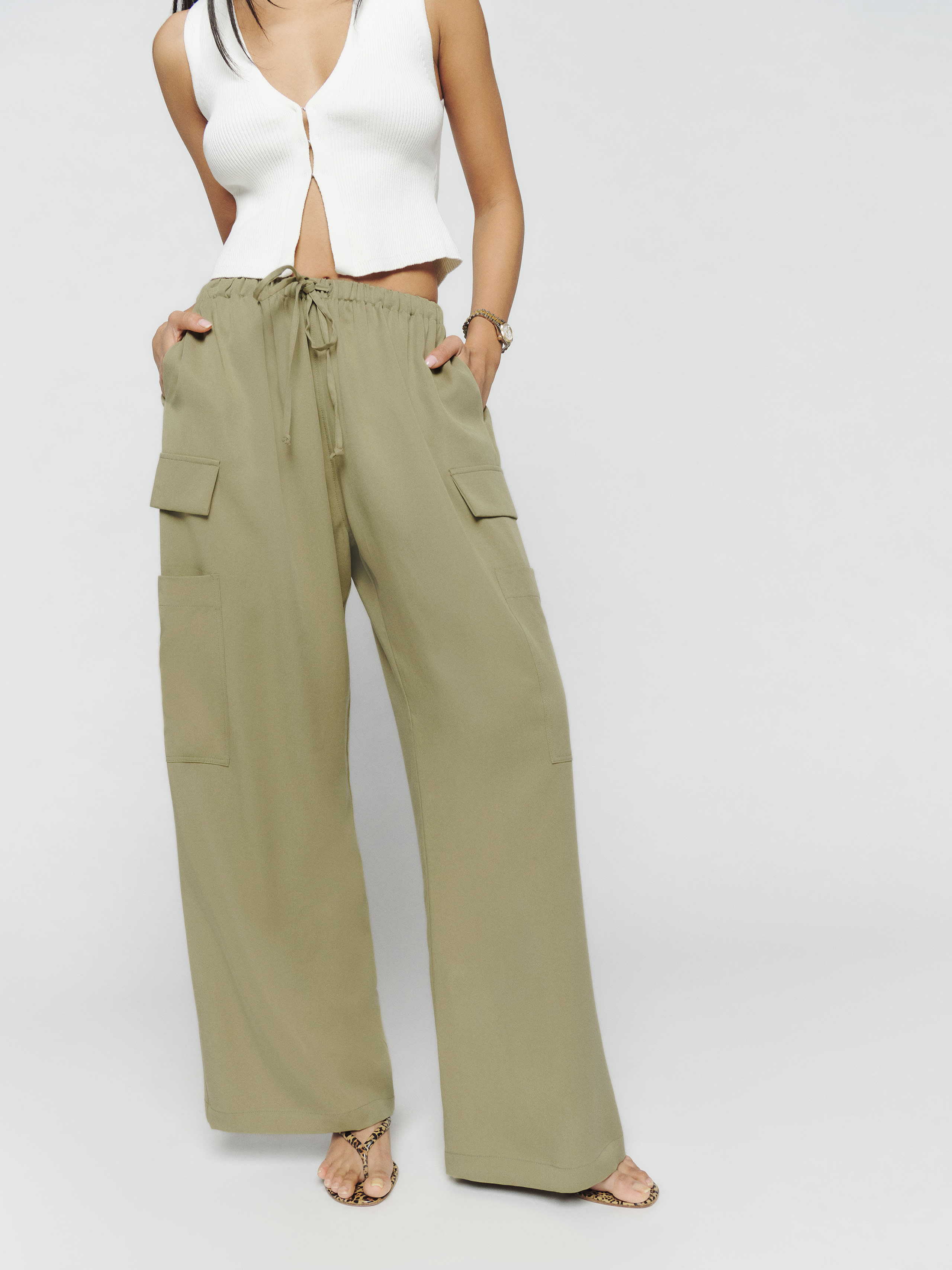 Reformation Ethan Twill Pant In Olive Oil - 70% Off | Editorialist display picture 1