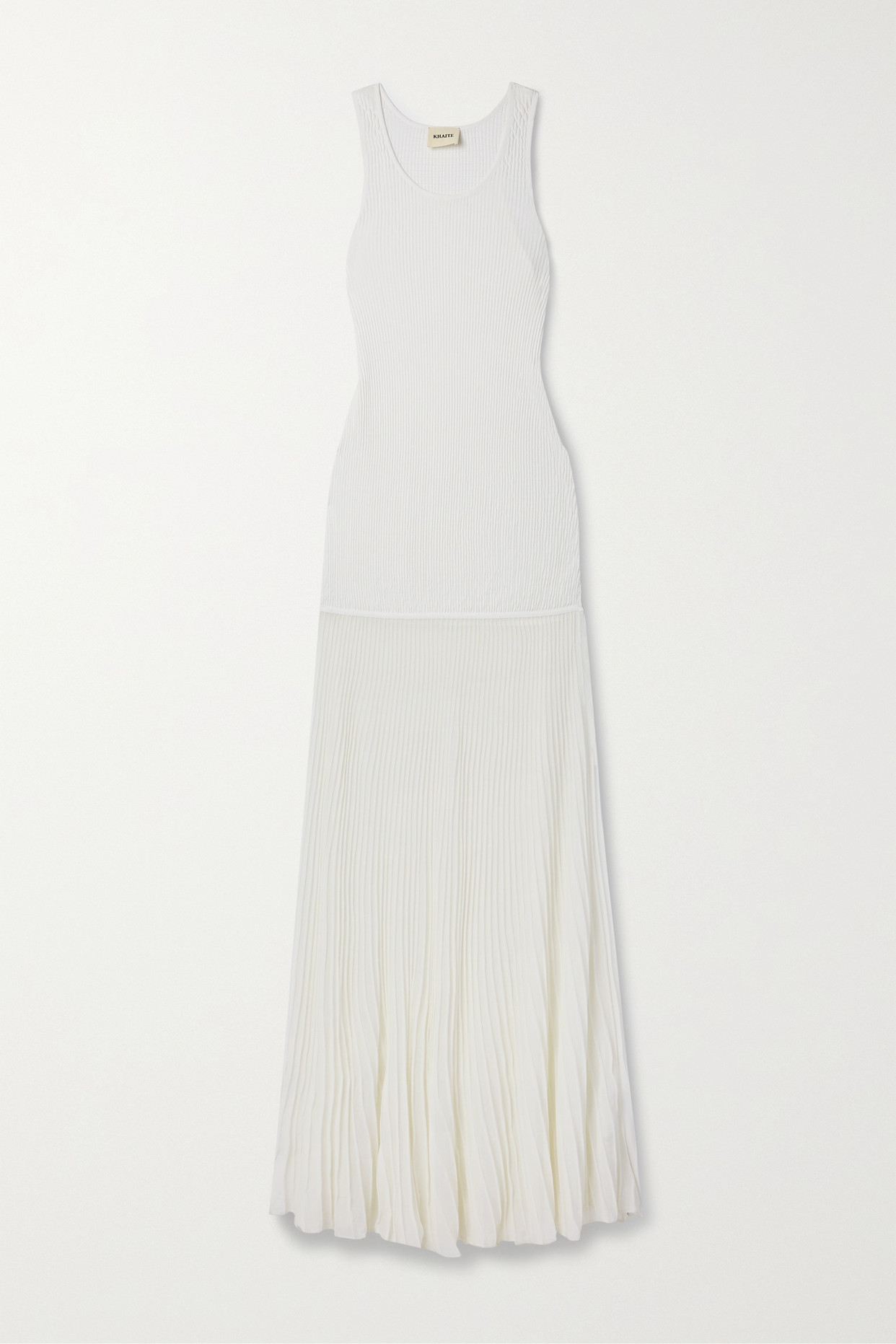 Khaite Paneled Ribbed-Knit Maxi Dress In White - 40% Off | Editorialist