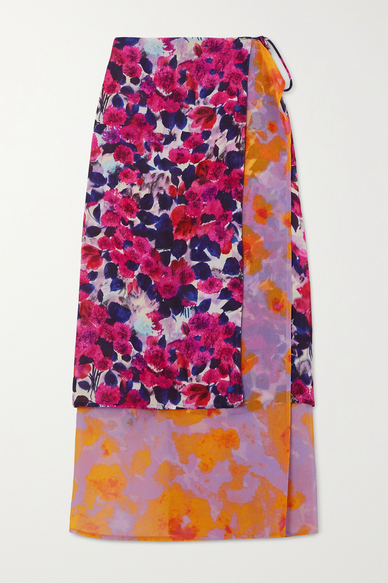 Dries Van Noten Layered Floral-Print Crepe De Chine Midi