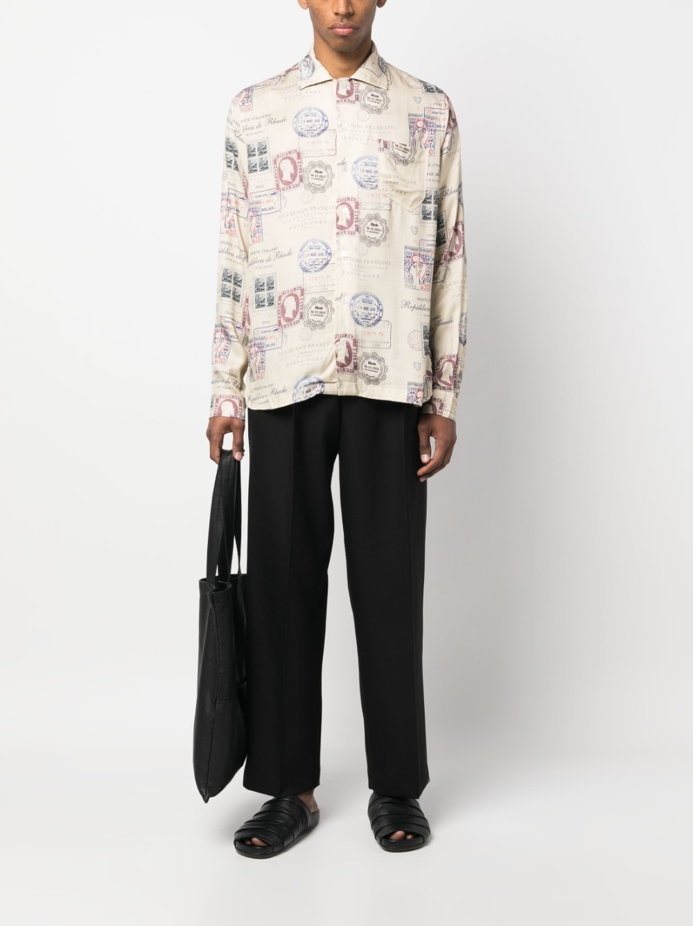 RHUDE passport stamp print shirt