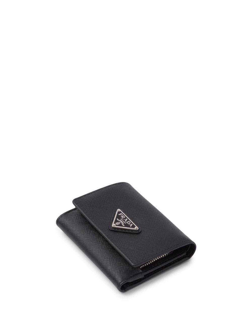 Prada Triangle-Logo Saffiano Leather Wallet - Black | Editorialist