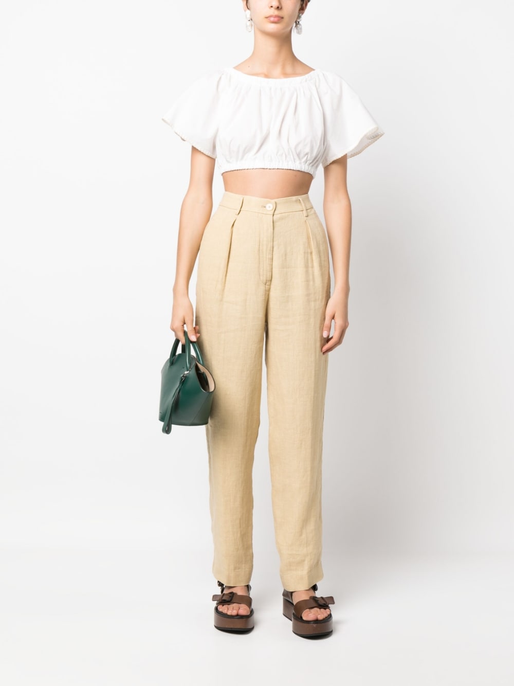 FORTE_FORTE High-Waisted Linen Trousers