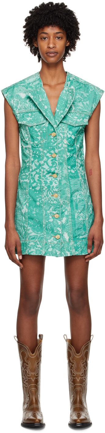 Ganni Blue Printed Denim Minidress In 773 Canton - 80% Off | Editorialist Ganni Blue Printed Denim Minidress In 773 Canton - 80% Off | Editorialist