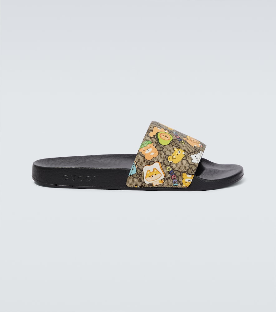 Gucci Kawaii Web Canvas Slide Sandals - No | Editorialist