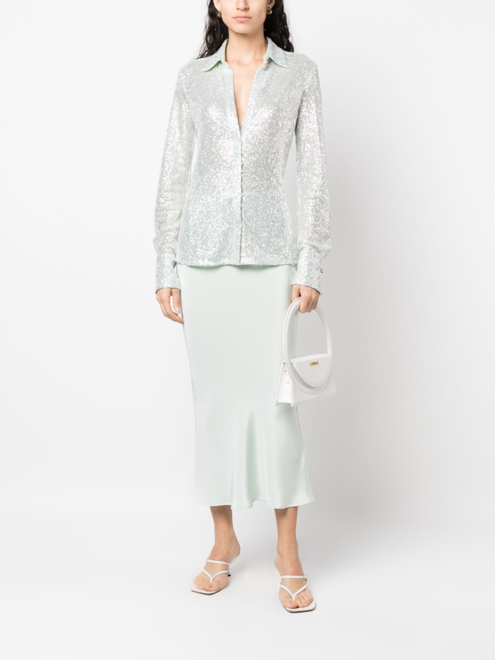 GENNY Genny Metallic-Effect Long-Sleeve Shirt