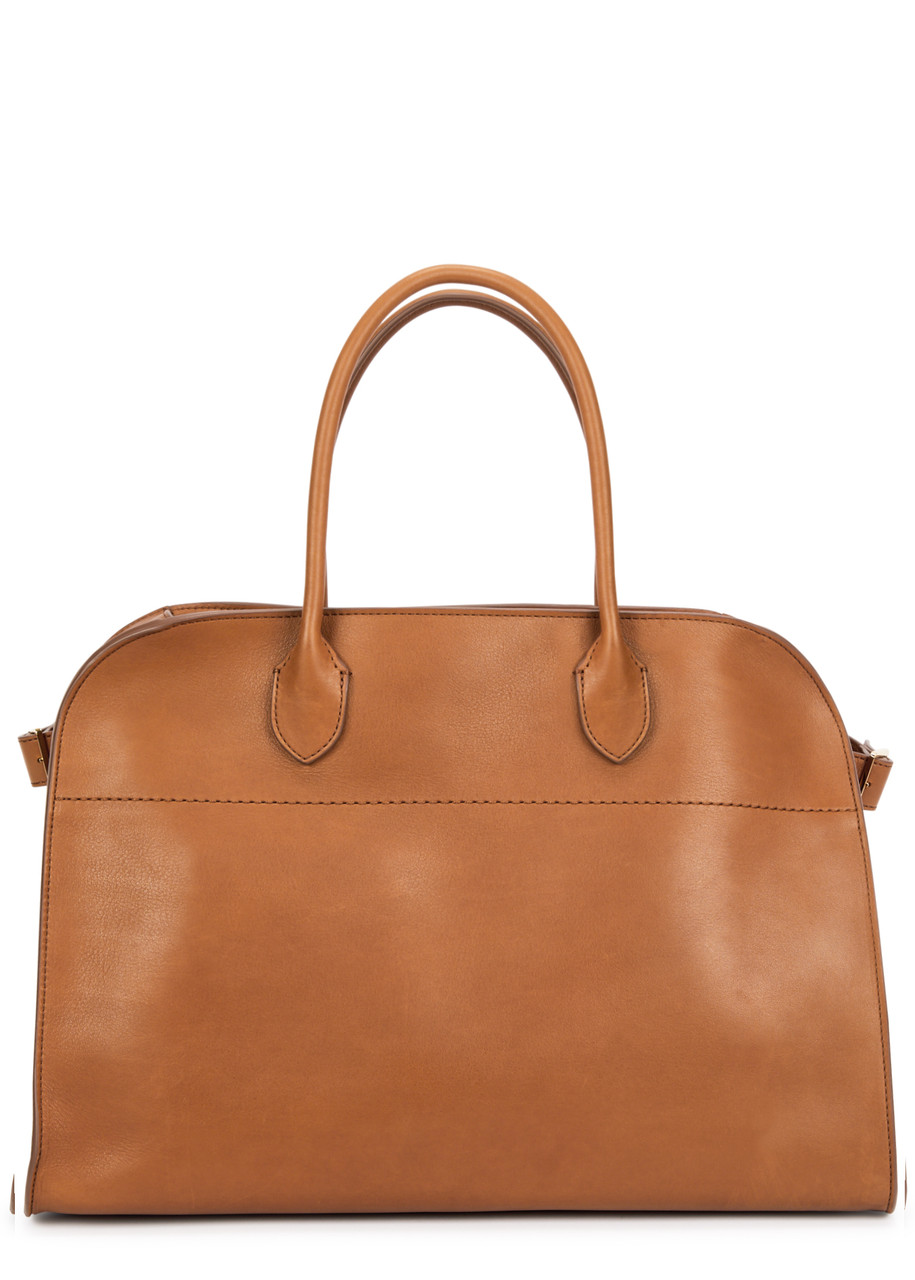 The Row Soft Margaux 15 Leather Tote Tan Editorialist