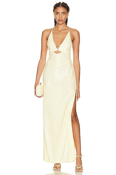 galvan yellow dress V-Neck Slip neck style is modernised in a striking yellow. Galvan Galvanized Prism Dress In