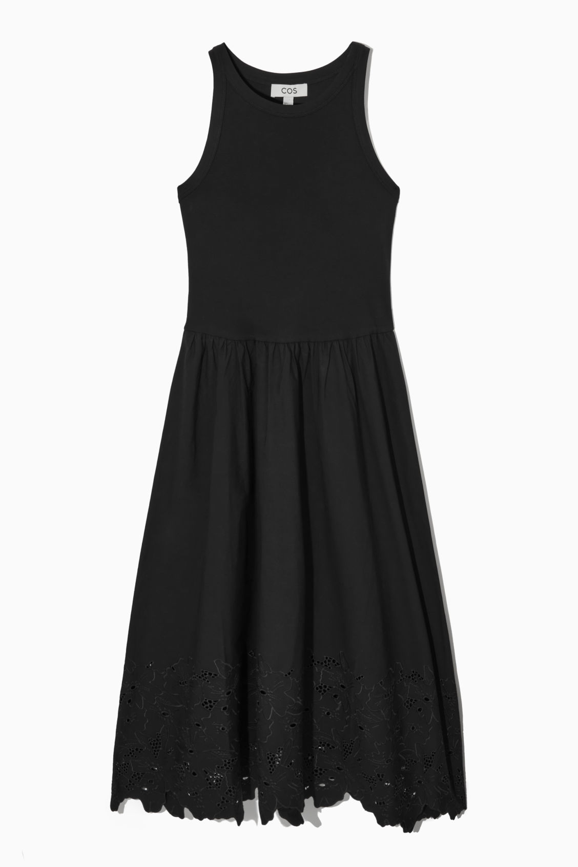 Cos Sleeveless Eyelet Midi Dress - Black | Editorialist