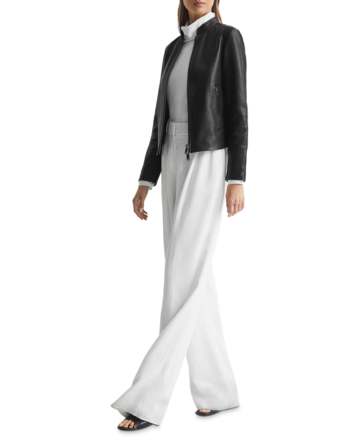 REISS Allie Leather Biker Jacket