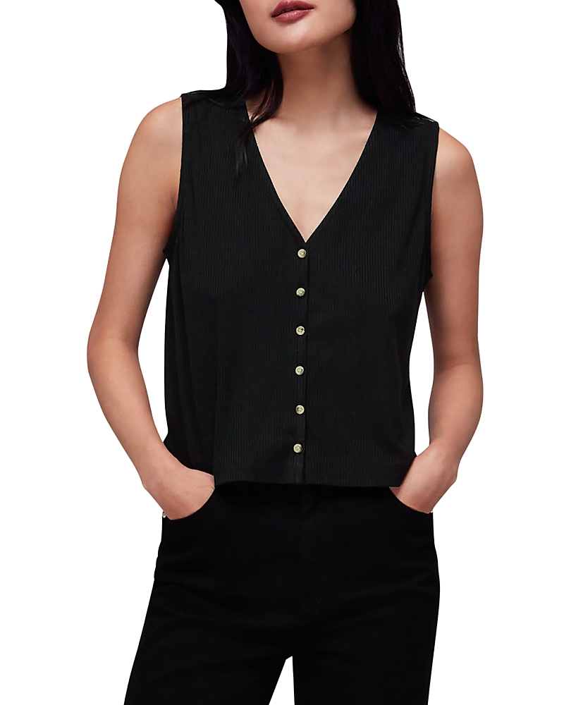 WHISTLES Whistles Ribbed Button Front Tank Top