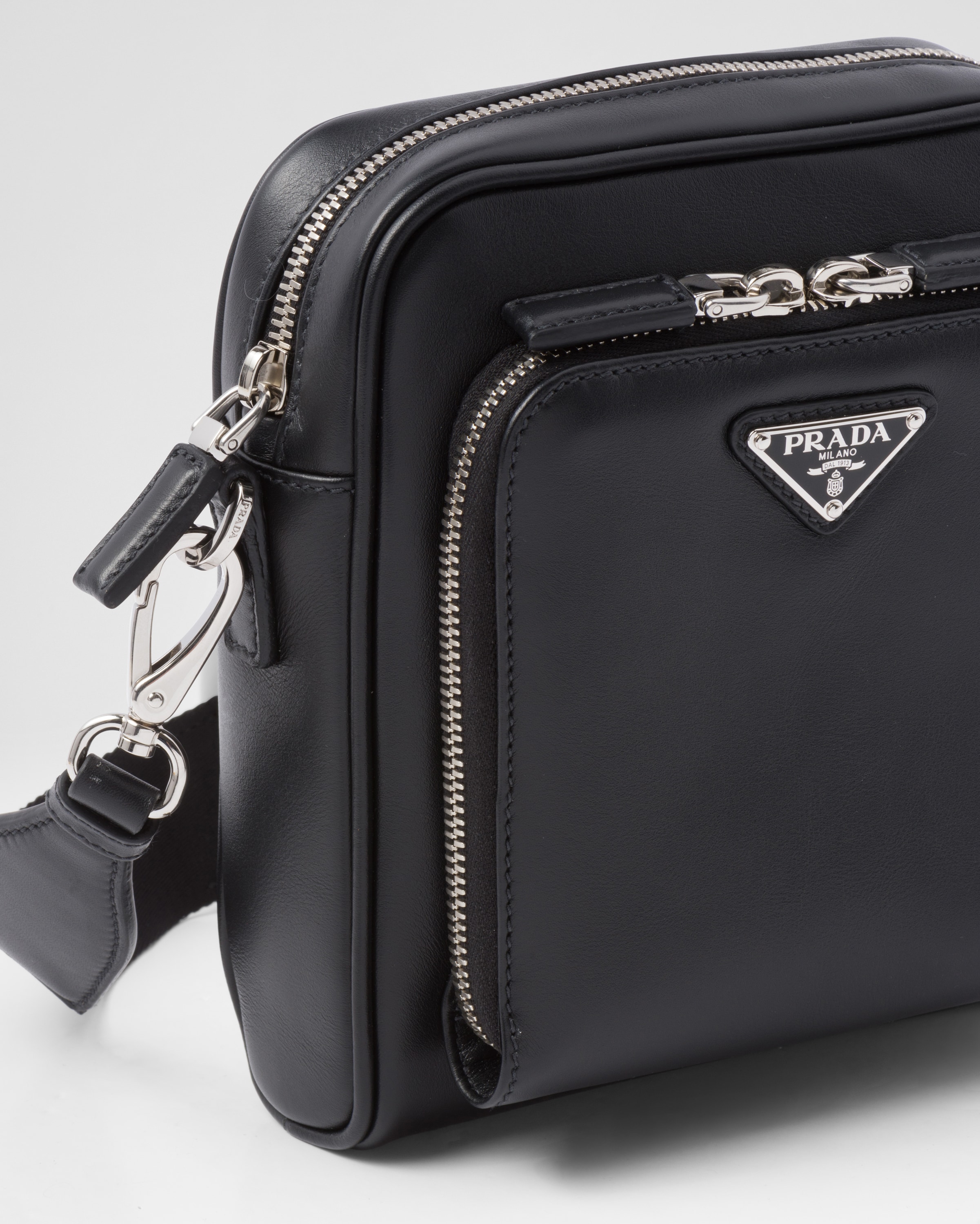 Prada Leather Shoulder Bag With Pouch - Black | Editorialist