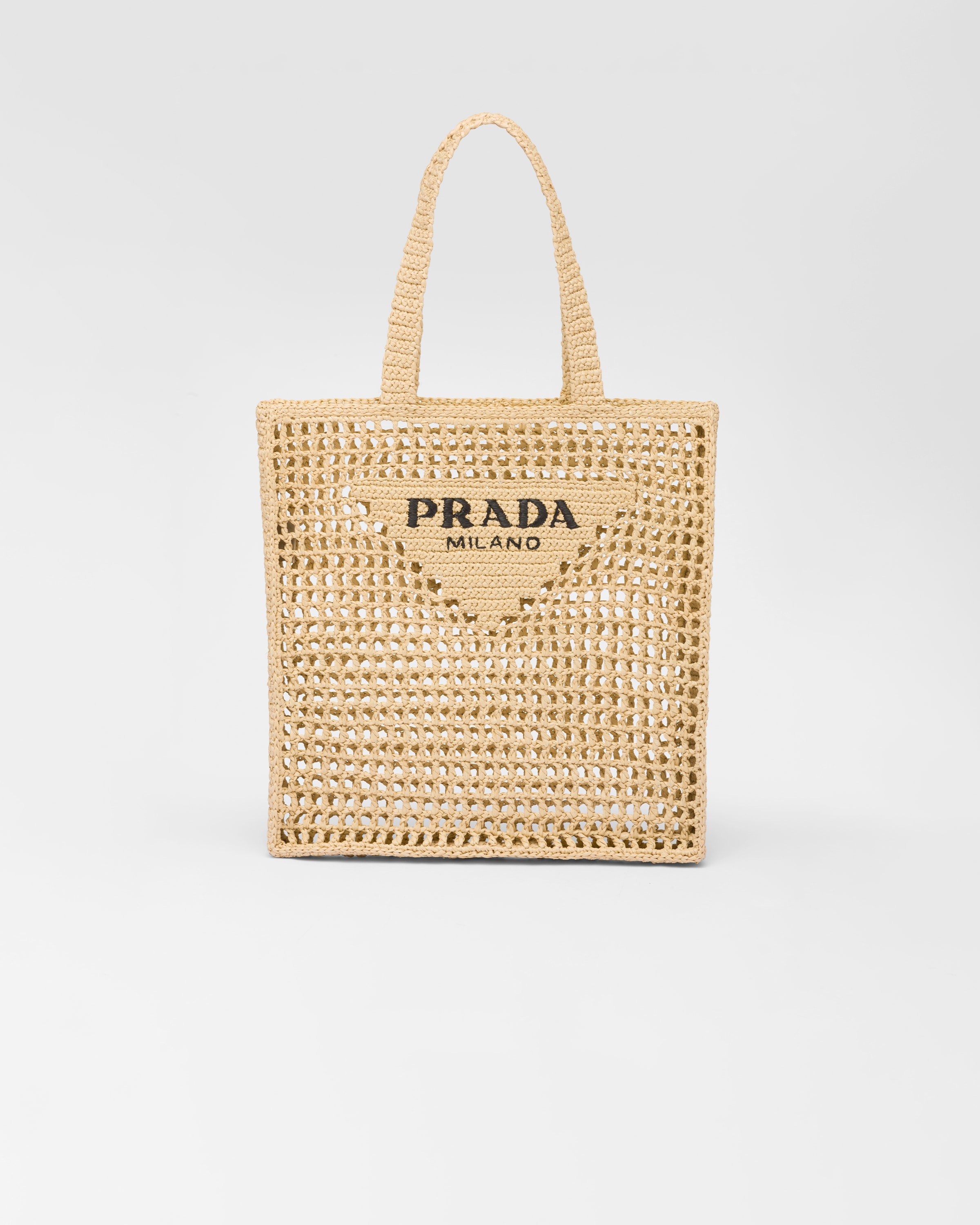 Prada Crochet Tote Bag With Logo - Natural | Editorialist