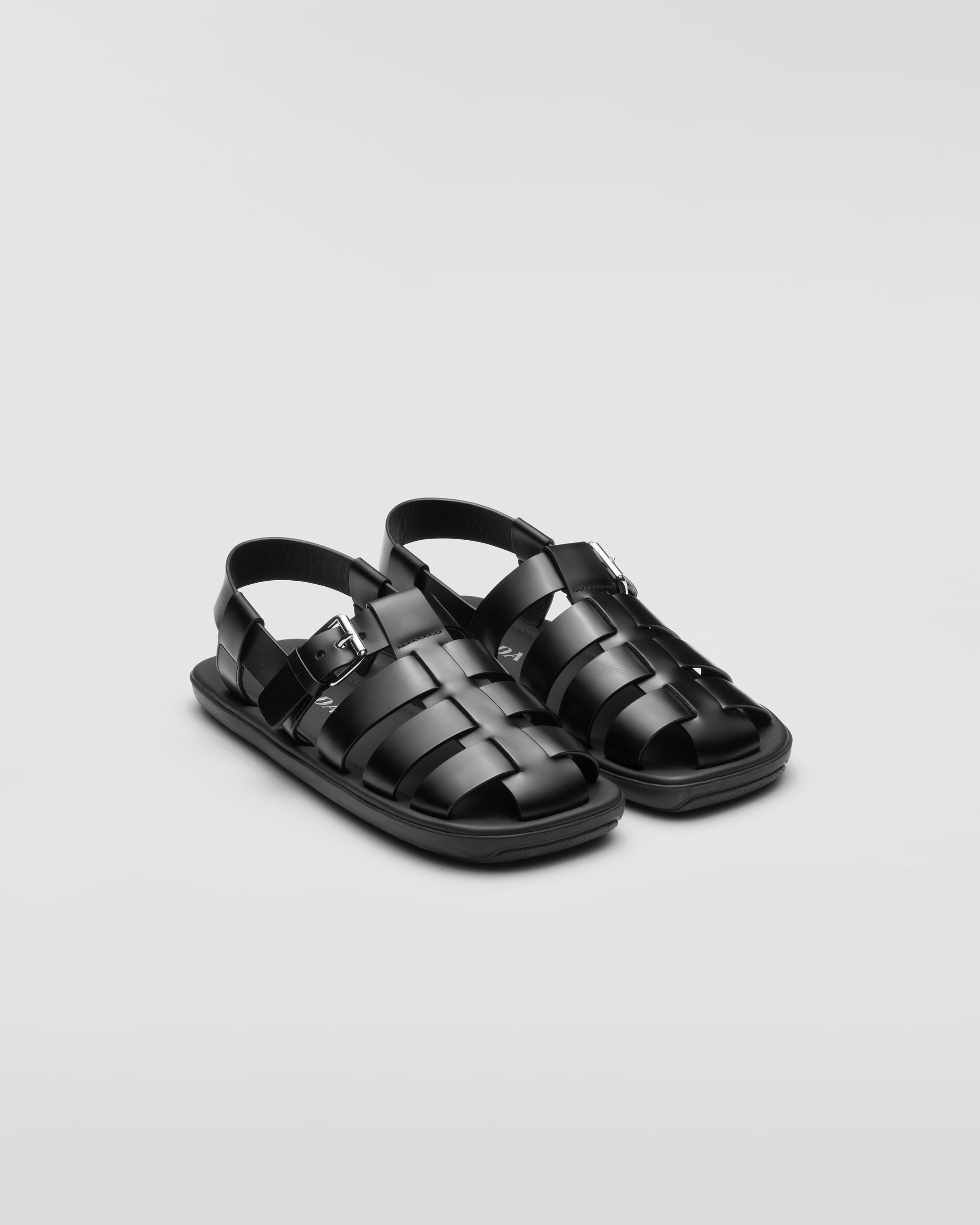 Prada Brushed Leather Sandals - Black | Editorialist display picture 1
