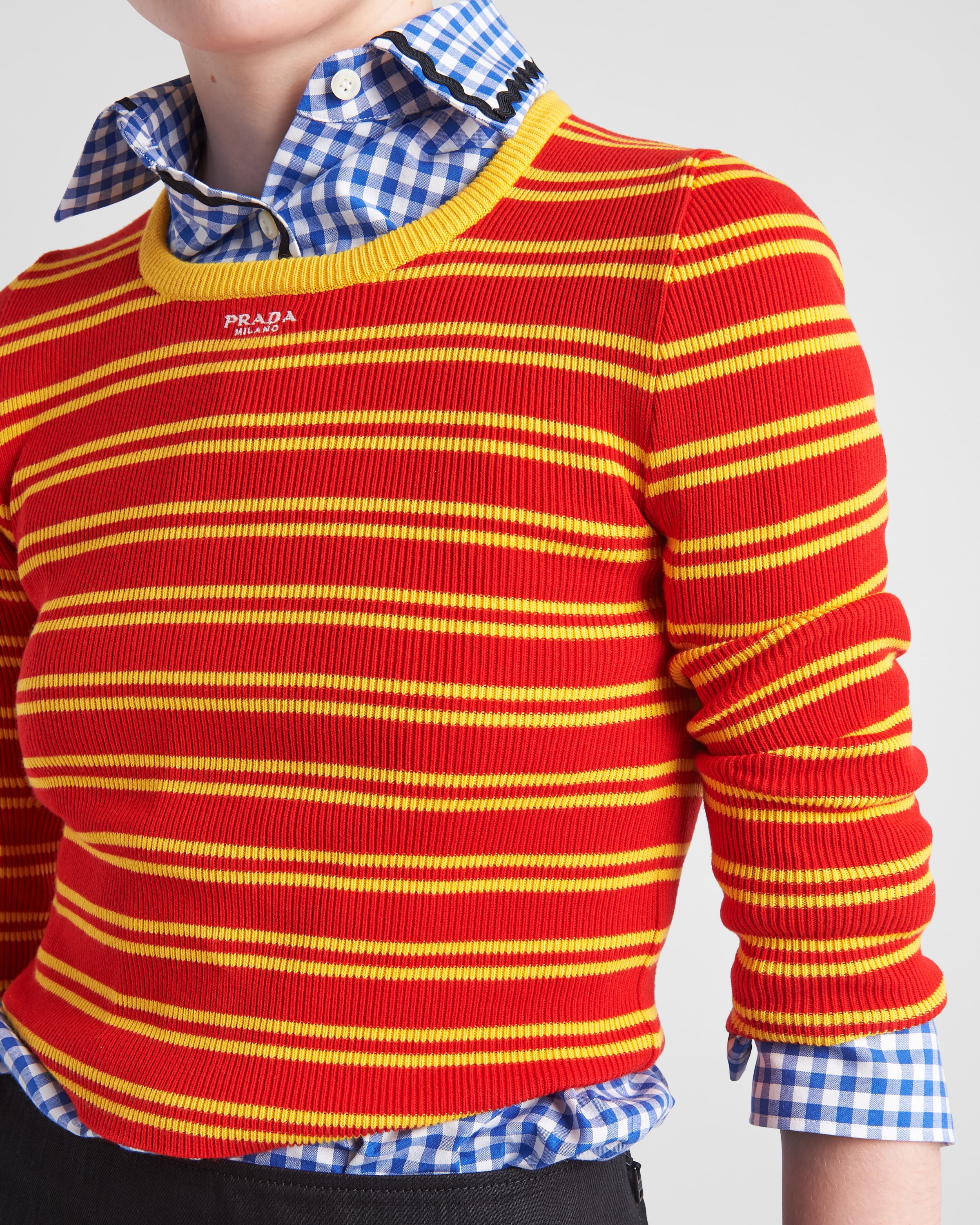 Prada Ribbed-knit Wool Top - Stripe | Editorialist