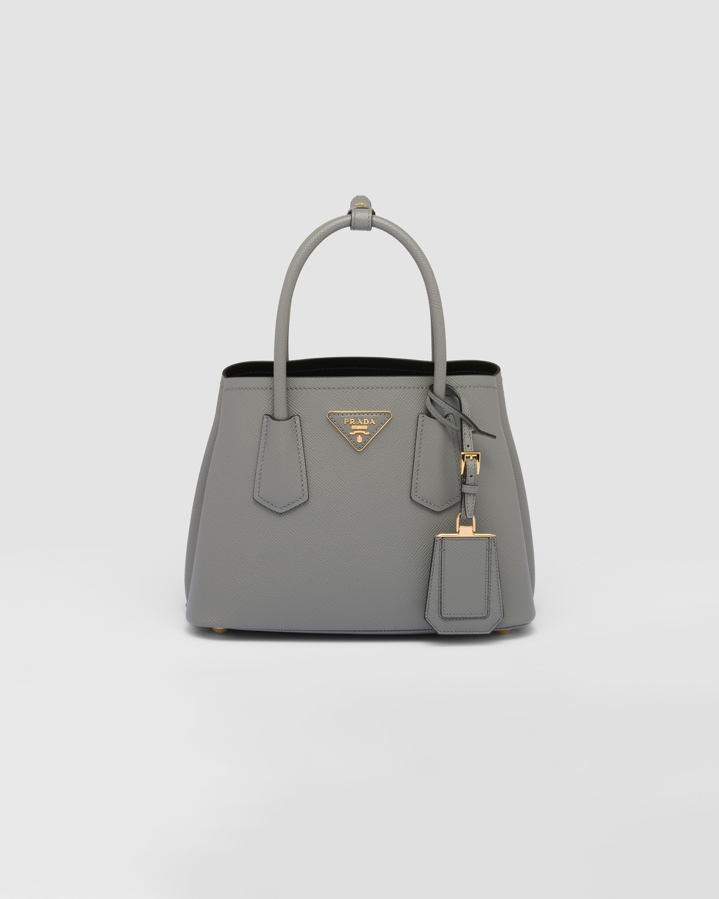 Prada Saffiano Leather Double Bag - Slate/Black | Editorialist