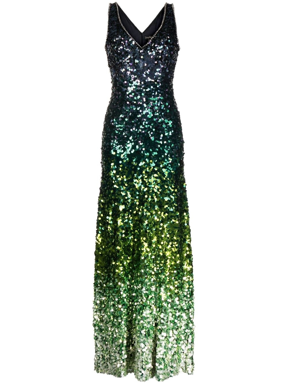 enchanted green dress Mollie Parnis Emerald Green Mock Neck Sequin Dress, 1960s main image 1