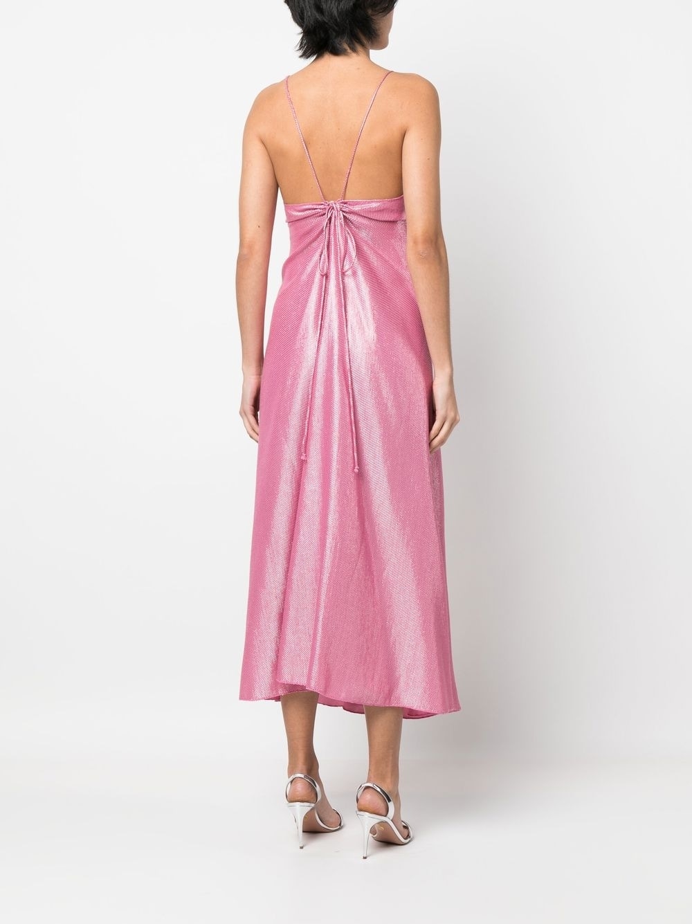 Forte_forte Metallic Plunging V-Neck Dress - Pink