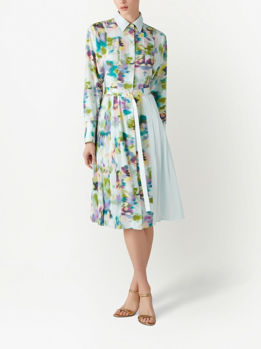 ST. JOHN St. John Abstract Floral-Print Shirt Dress