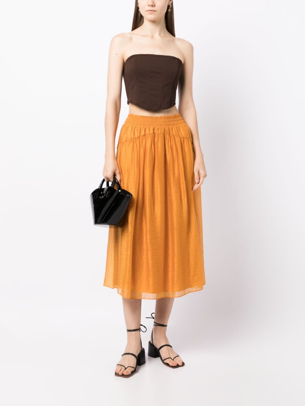 VINCE Vince. Smocked-Waist High-Waisted Skirt