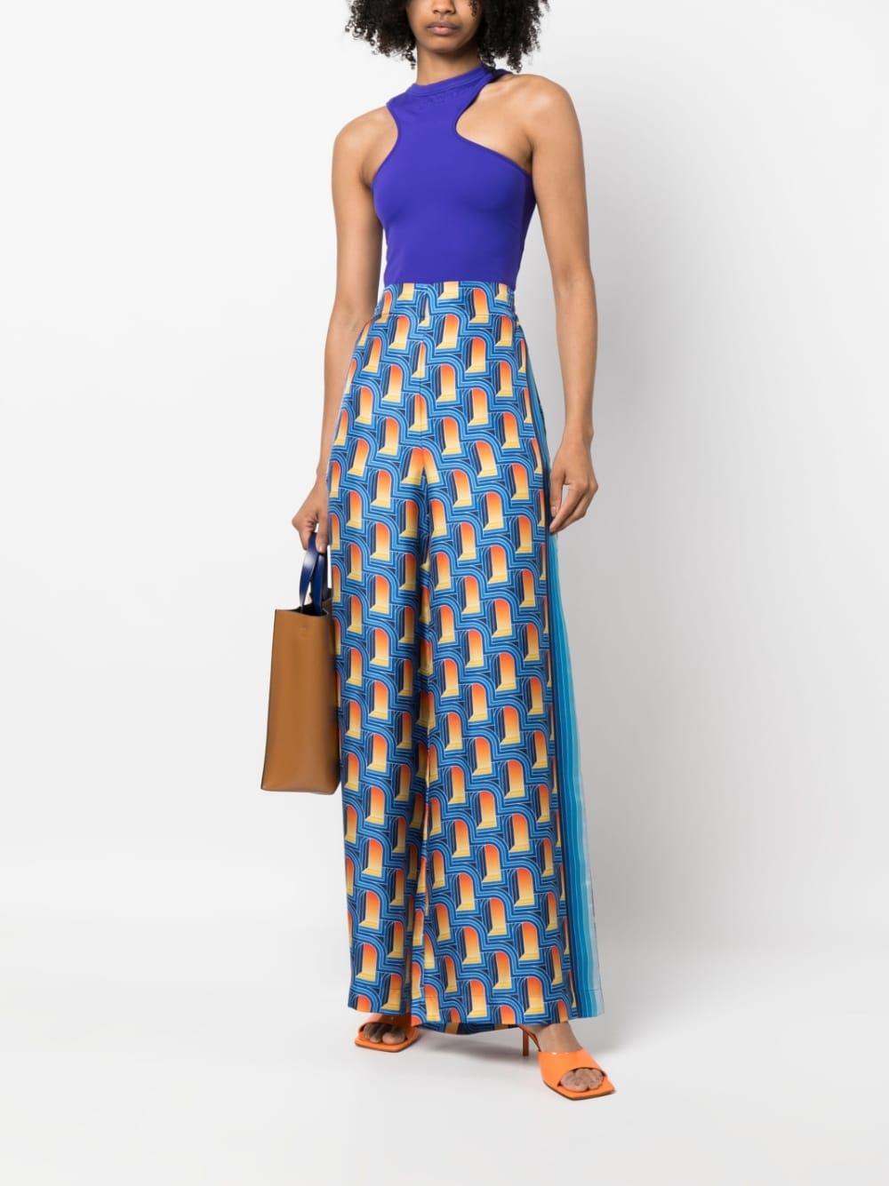 CASABLANCA l'arche de nuit-print silk palazzo trousers