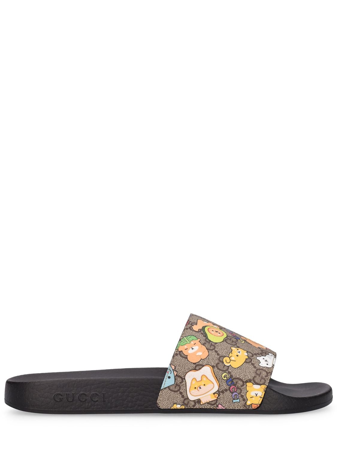 Gucci x Pikarar Kawaii GG Supreme Platform Slides in Beige Ebony Multi Gucci x Pikarar Kawaii Supreme Interlocking GG Platform  main image 3