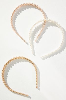 Anthropologie Set Of Three Pearl Headbands In White - 28  display picture 2