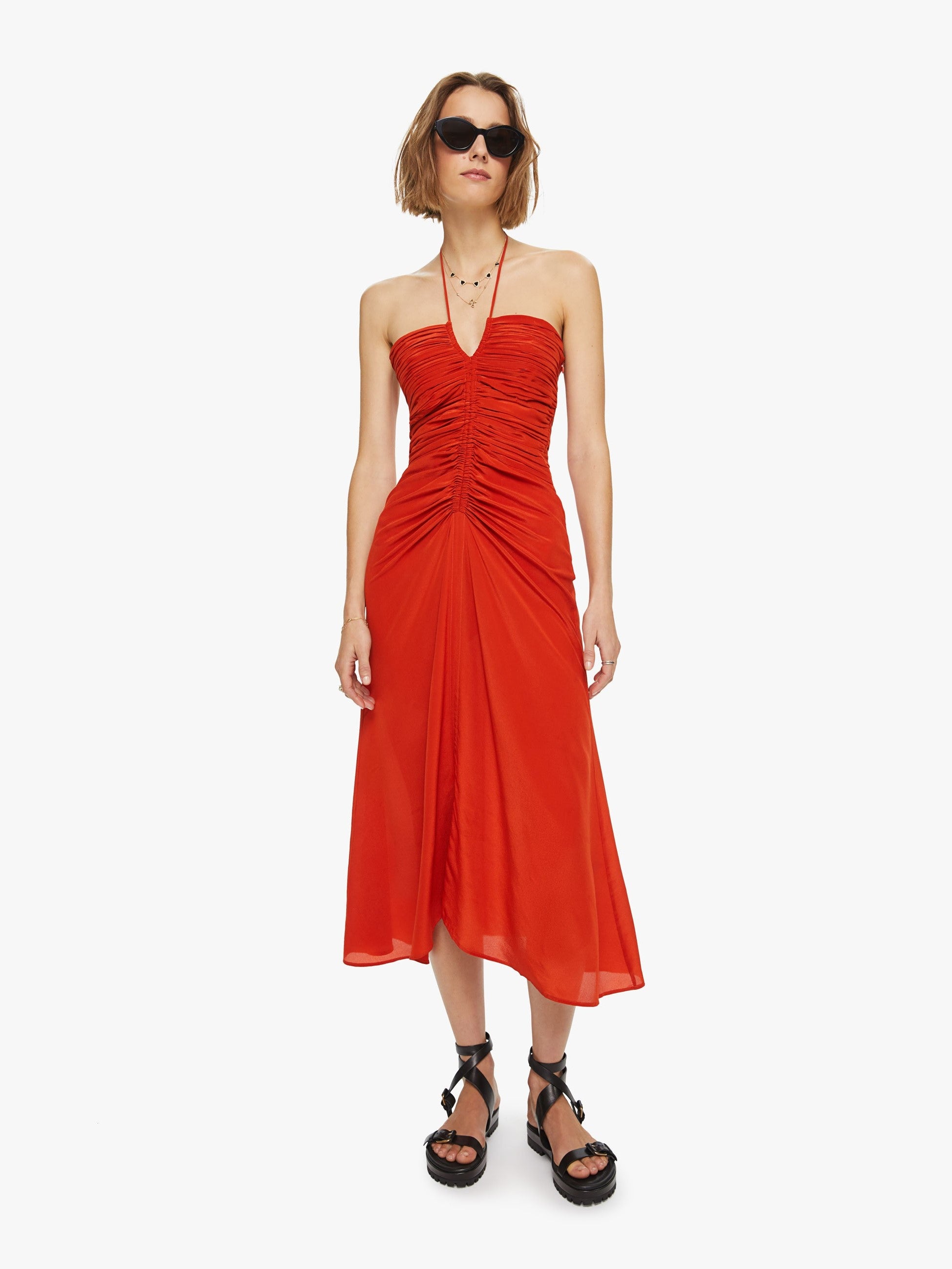 MARIA CHER Toribia Midi Dress - Red | Editorialist