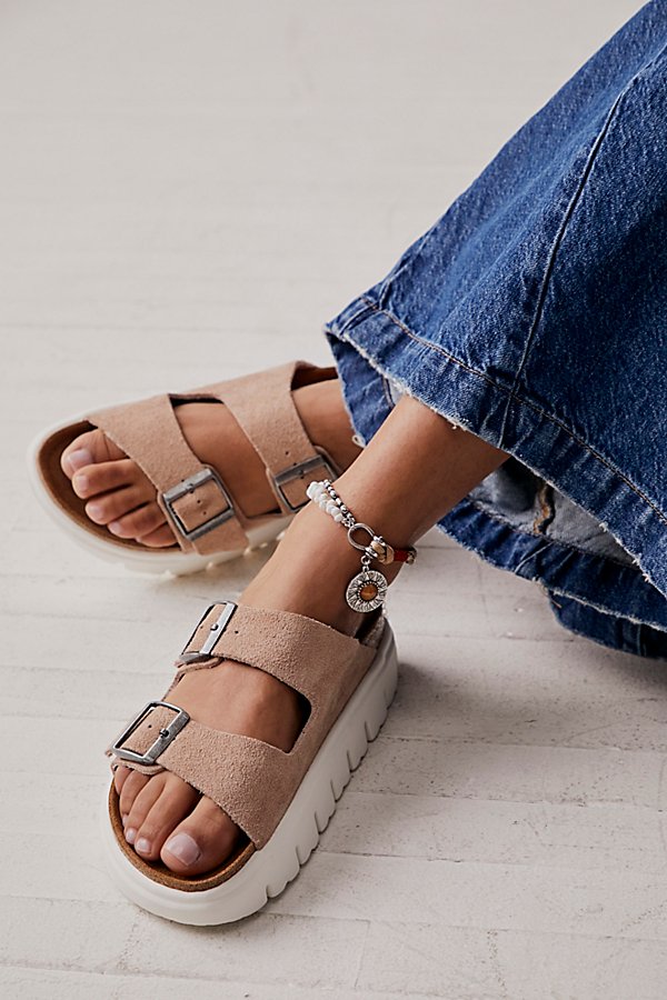 Birkenstock Arizona Chunky Sandals Warm Sand Suede Editorialist