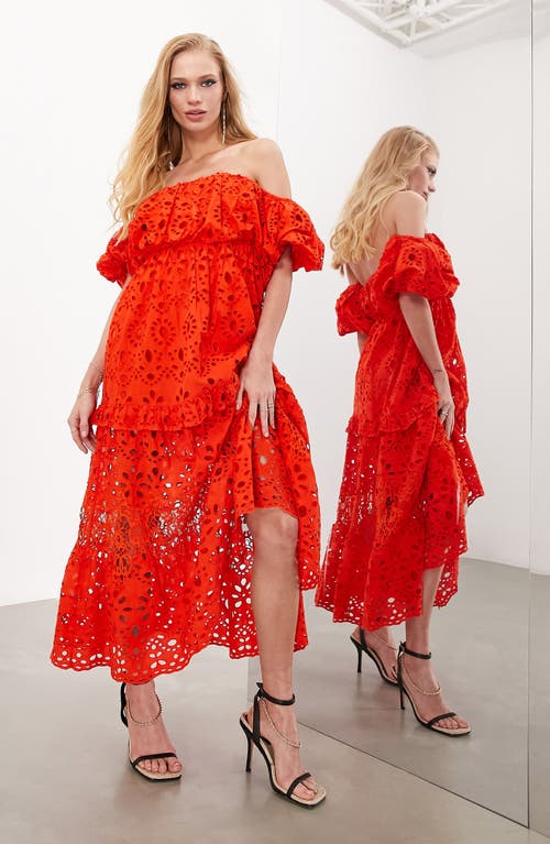 asos red broderie dress ASOS DESIGN broderie cami mini dress in red