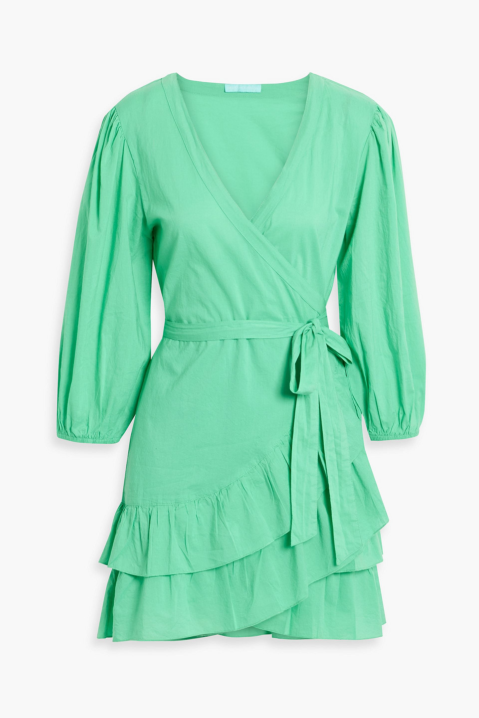 Melissa Odabash Tabitha Ruffled Mini Wrap Dress In Jade - 85% Off | Editorialist Melissa Odabash Tabitha Ruffled Mini Wrap Dress In Jade - 85% Off | Editorialist