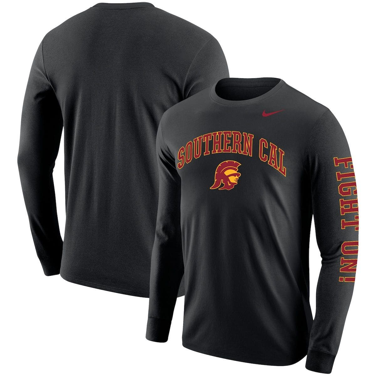 Nike Usc Trojans Arch & Logo Two-hit Long Sleeve T-shirt - Black ...