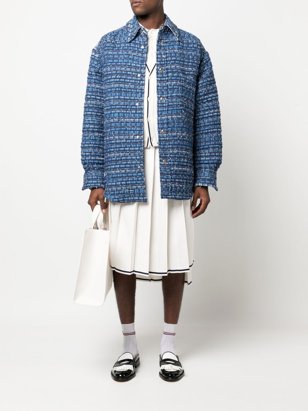 THOM BROWNE denim-tweed shirt jacket