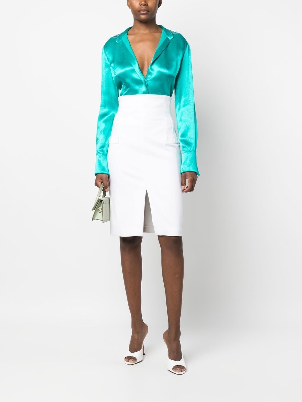 GENNY Genny Stud-Embellished Satin Shirt