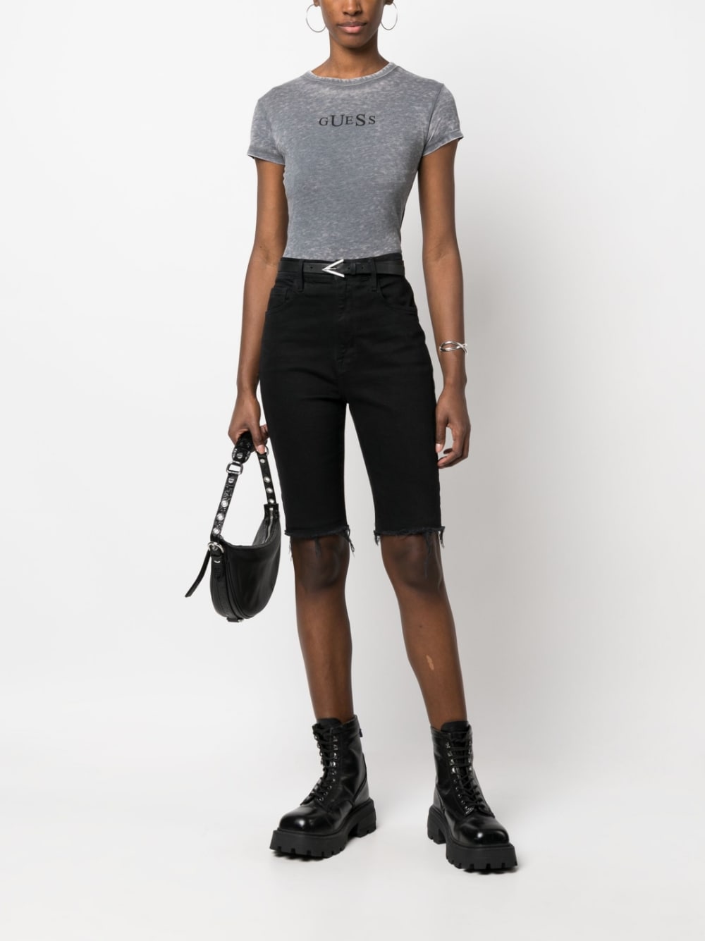 GUESS Logo-Print Cropped T-Shirt