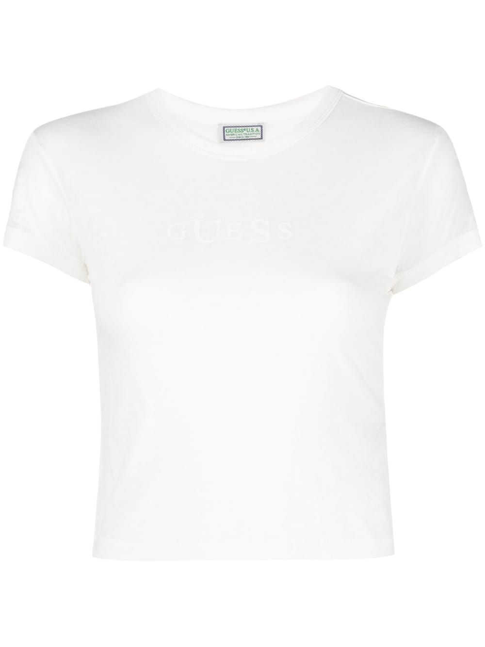GUESS Logo-Print Cropped T-Shirt