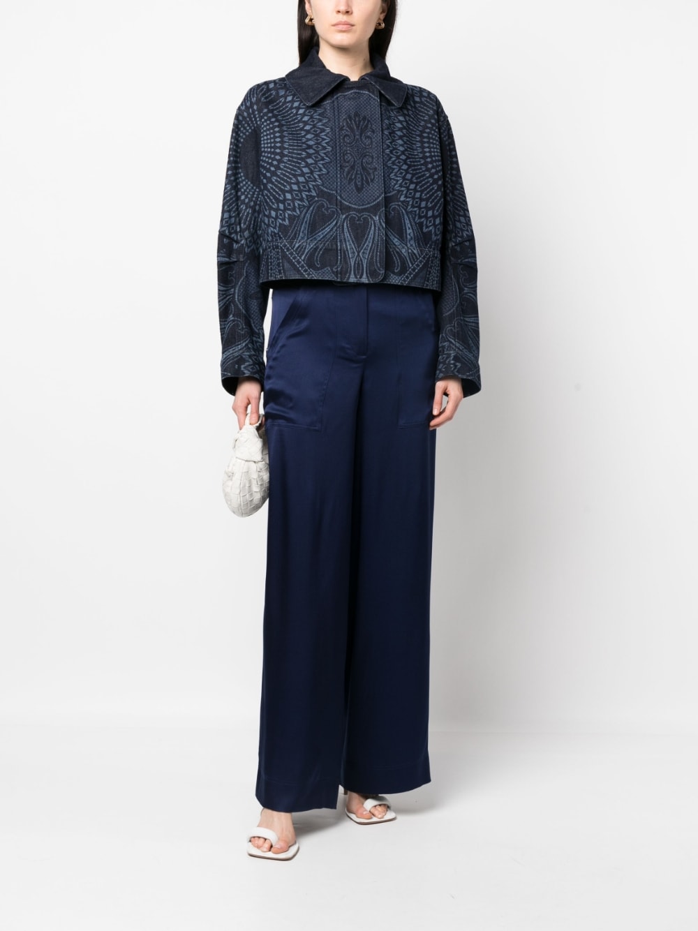 ALBERTA FERRETTI Alberta Ferretti Cropped Denim Jacket with Graphic Print