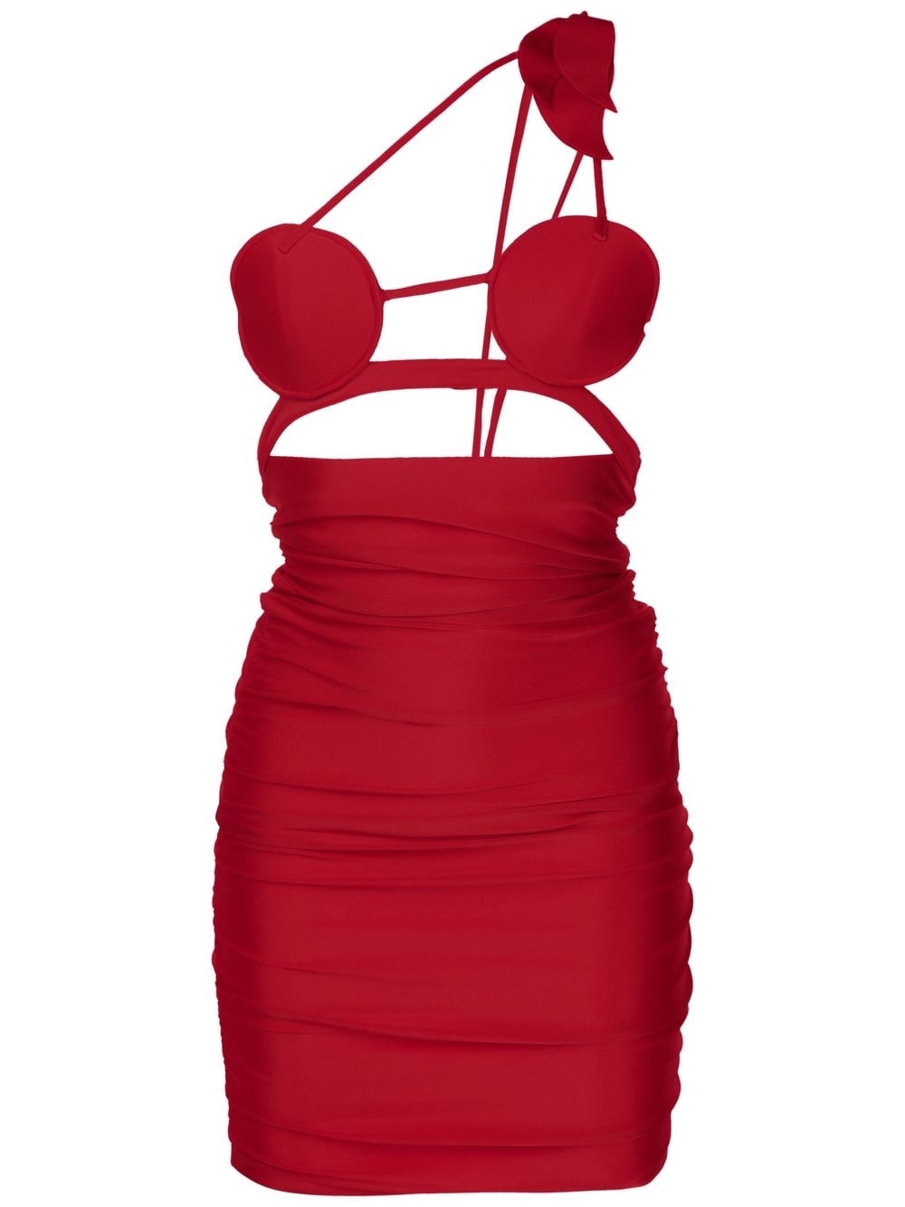 strapless open back dress Women Solid Red Sweetheart Neck Backless Satin Thigh-High Slit Bodycon Maxi  Dress main image 1
