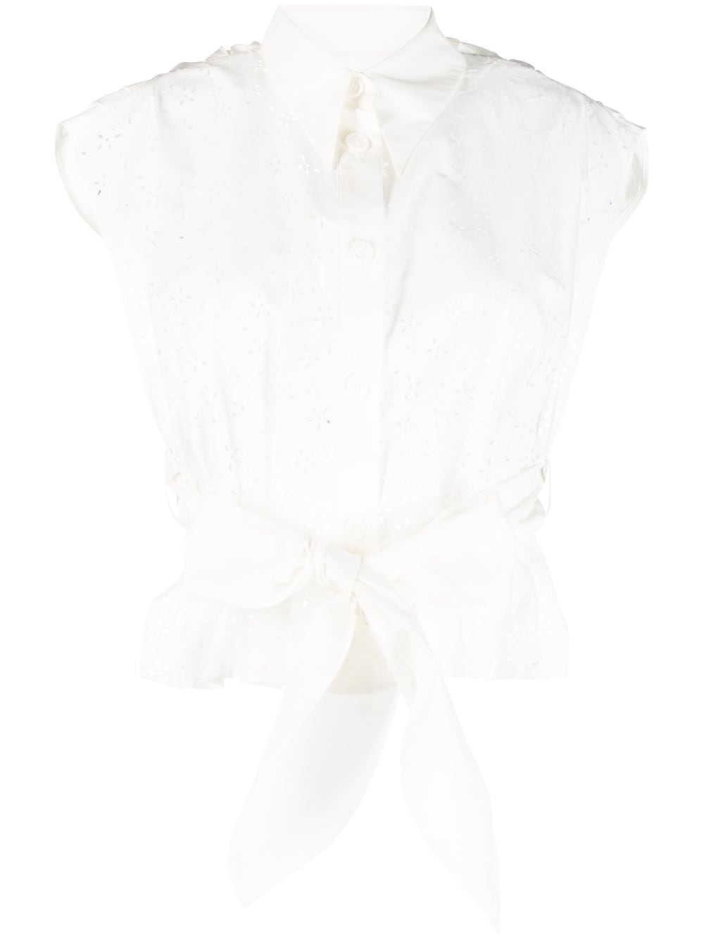 PHILOSOPHY DI LORENZO SERAFINI Philosophy Di Lorenzo Serafini Sleeveless Cotton Blouse with Floral Cut-Out Detailing