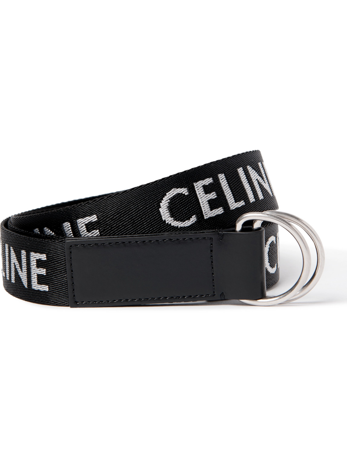 Celine 3cm Leather-Trimmed Logo-Jacquard Canvas Belt - Black  display picture 1