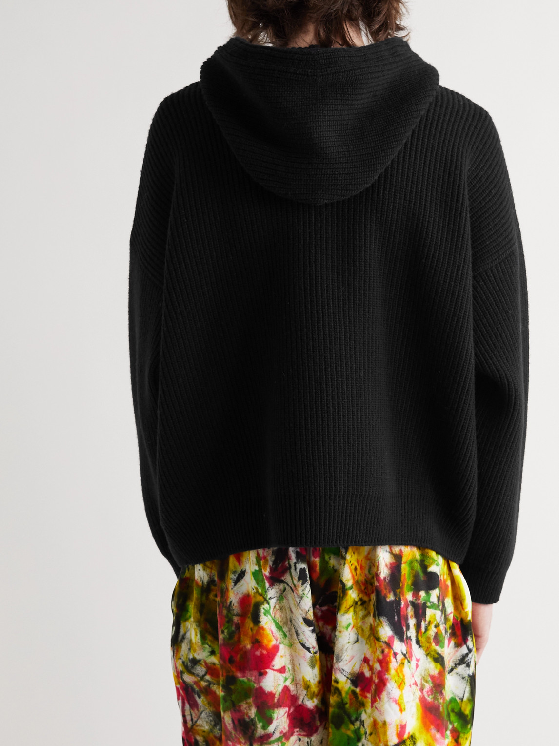 Celine Sequin-Embellished Ribbed Wool Hoodie - Black | Editorialist