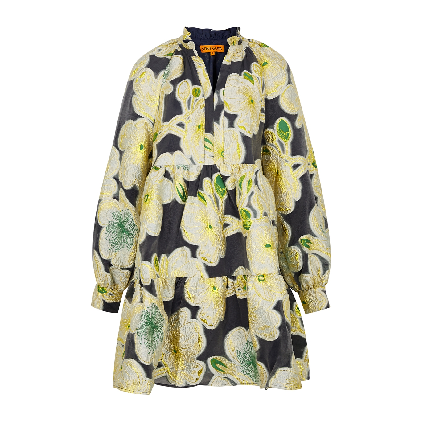 stine goya jasmine floral organza dress Stine Goya Blue Jasmine Flower Dress