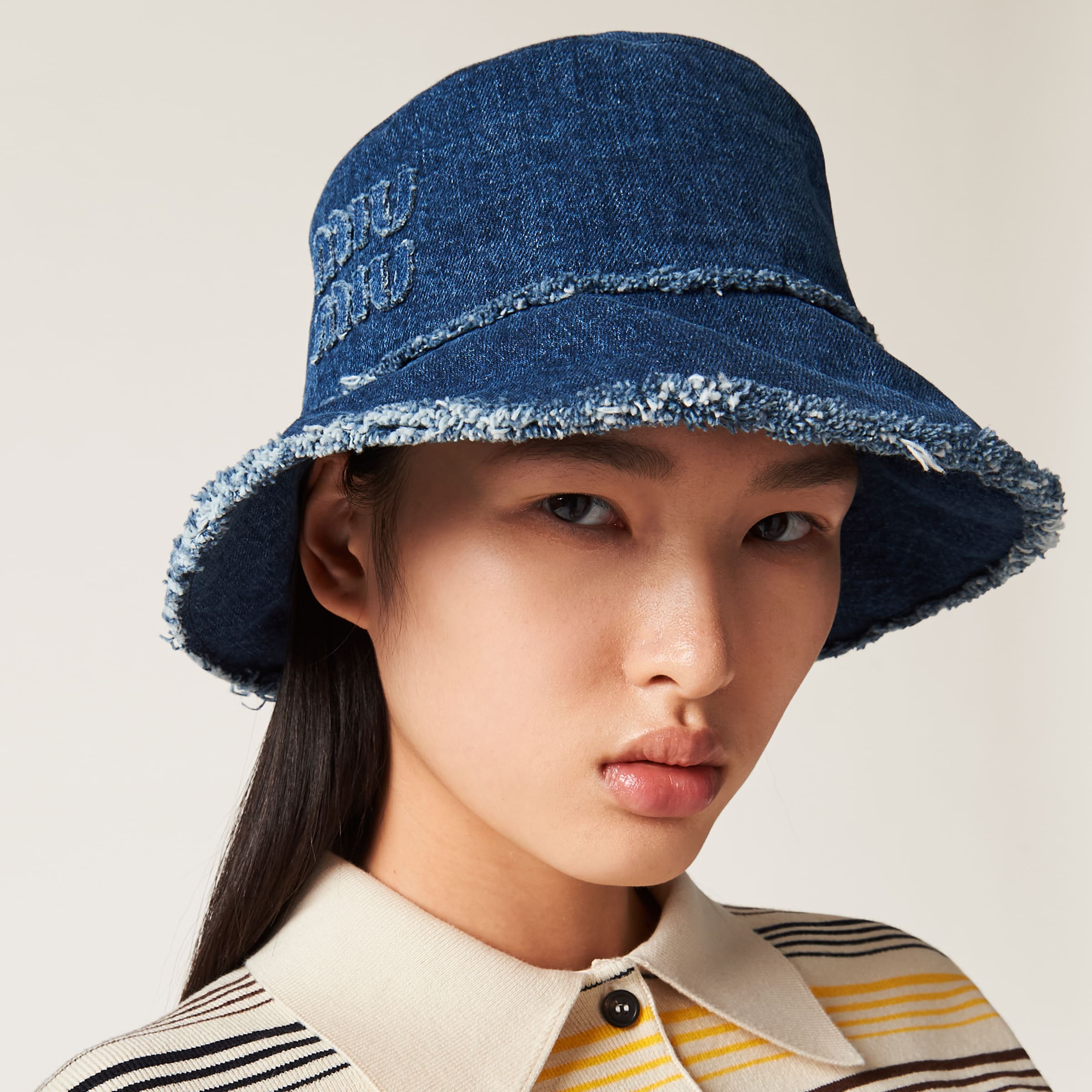 Miu Miu Denim Bucket Hat - Navy | Editorialist display picture 1