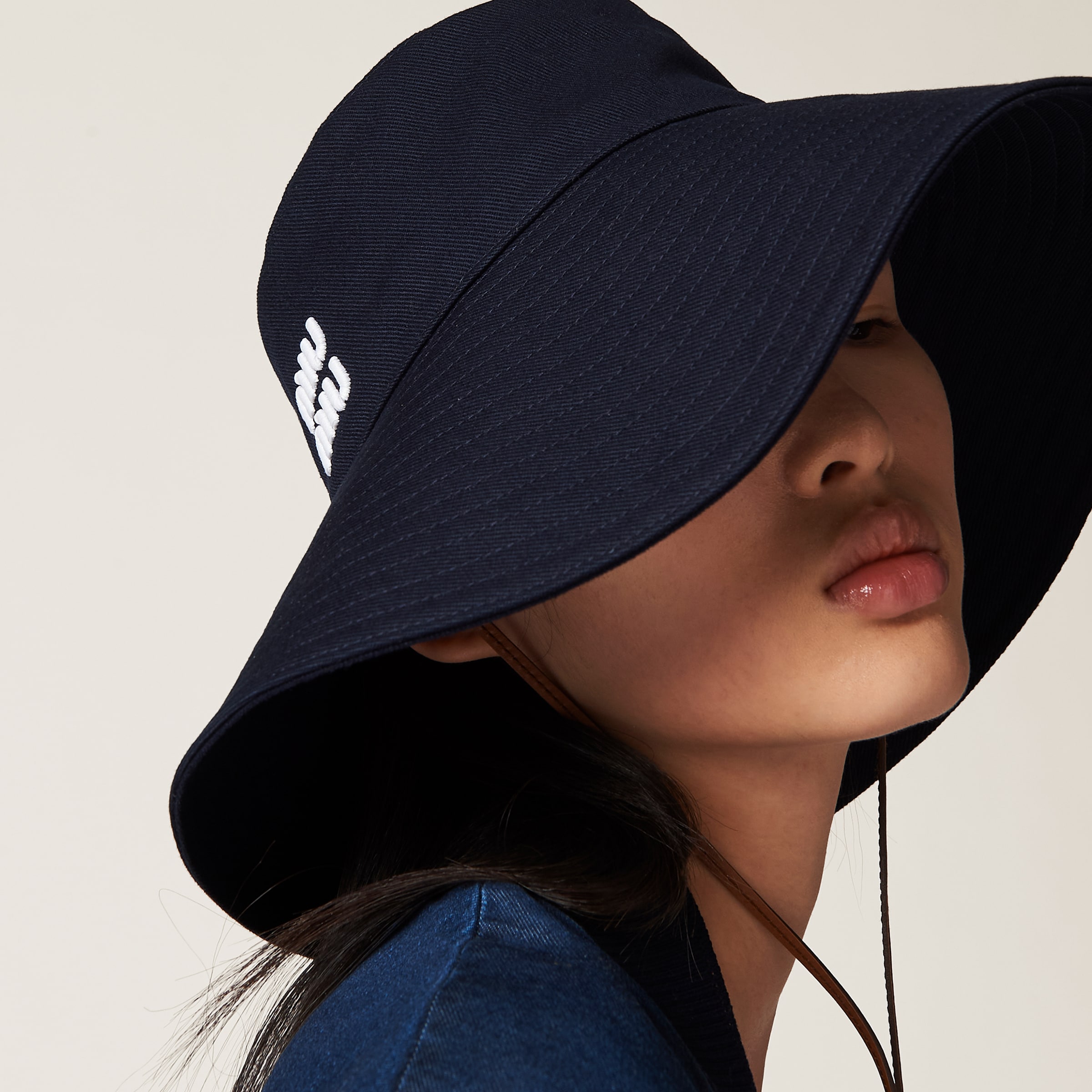 Miu Miu Drill Hat - Blue/White | Editorialist display picture 2