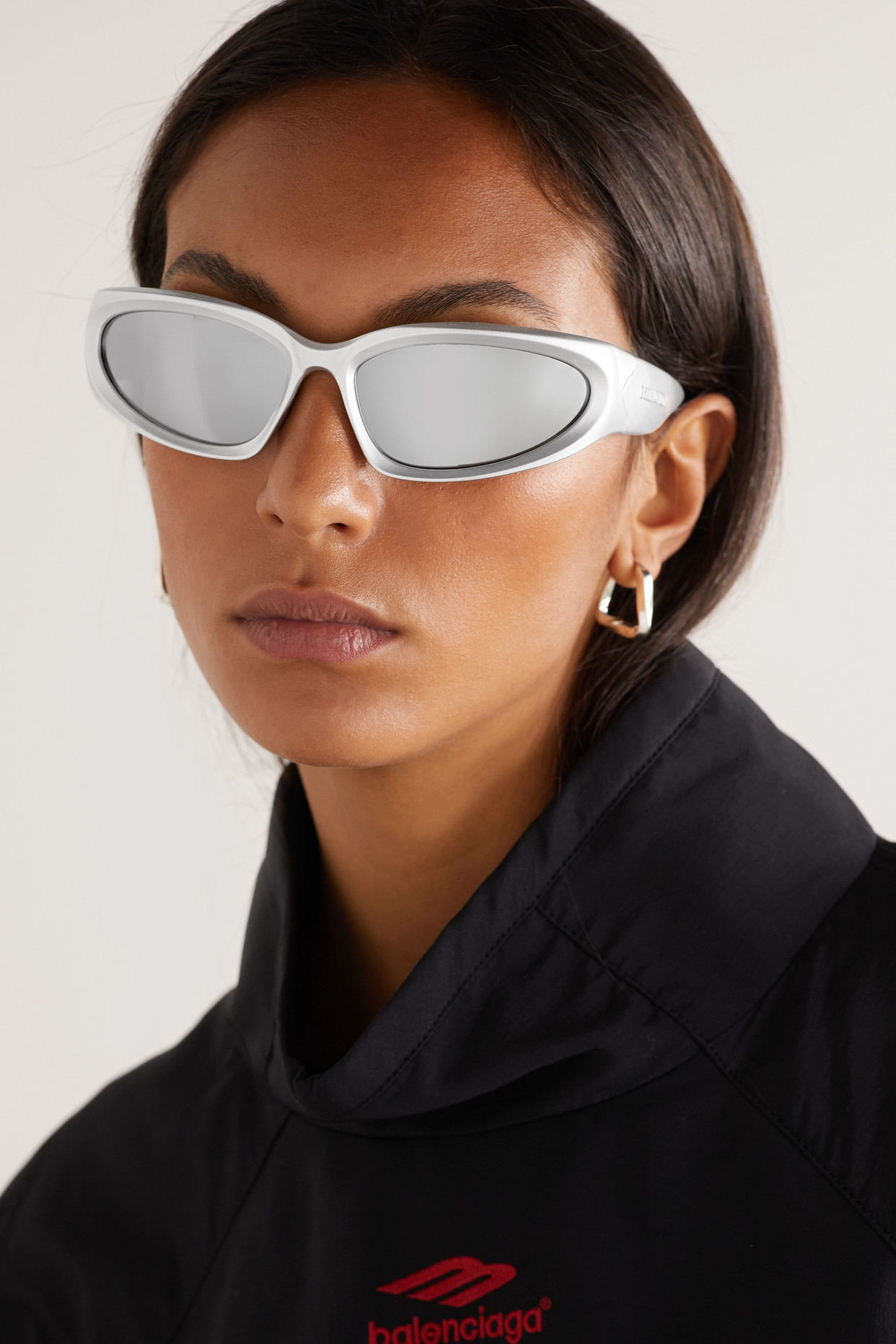 Balenciaga Swift Oval-Frame Acetate Sunglasses In Silver - 50% Off