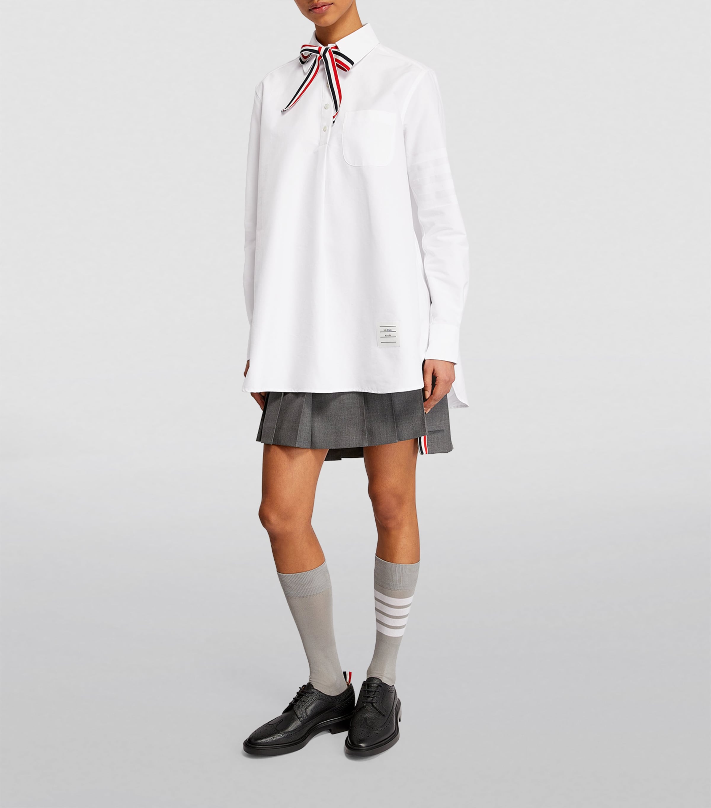 THOM BROWNE Thom Browne 4-Bar Stripe Bow-Tie Shirt