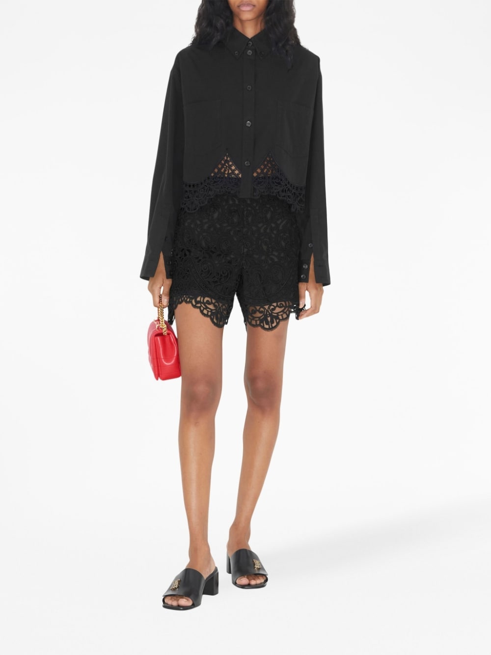 BURBERRY Burberry High-Waisted Macramé Lace Shorts