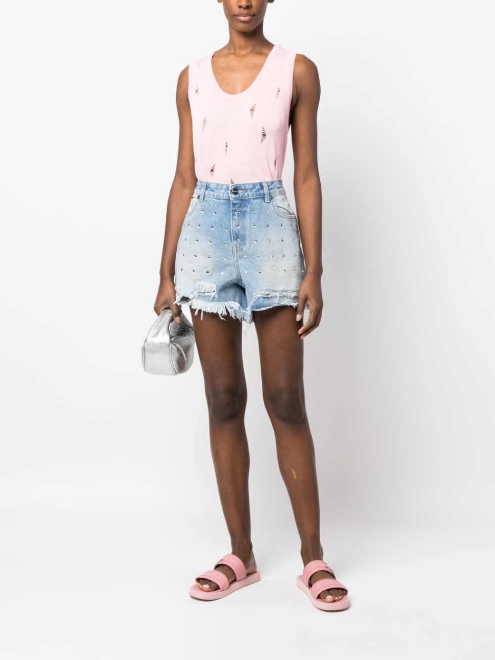 BARROW BARROW Distressed-Effect Sleeveless Top
