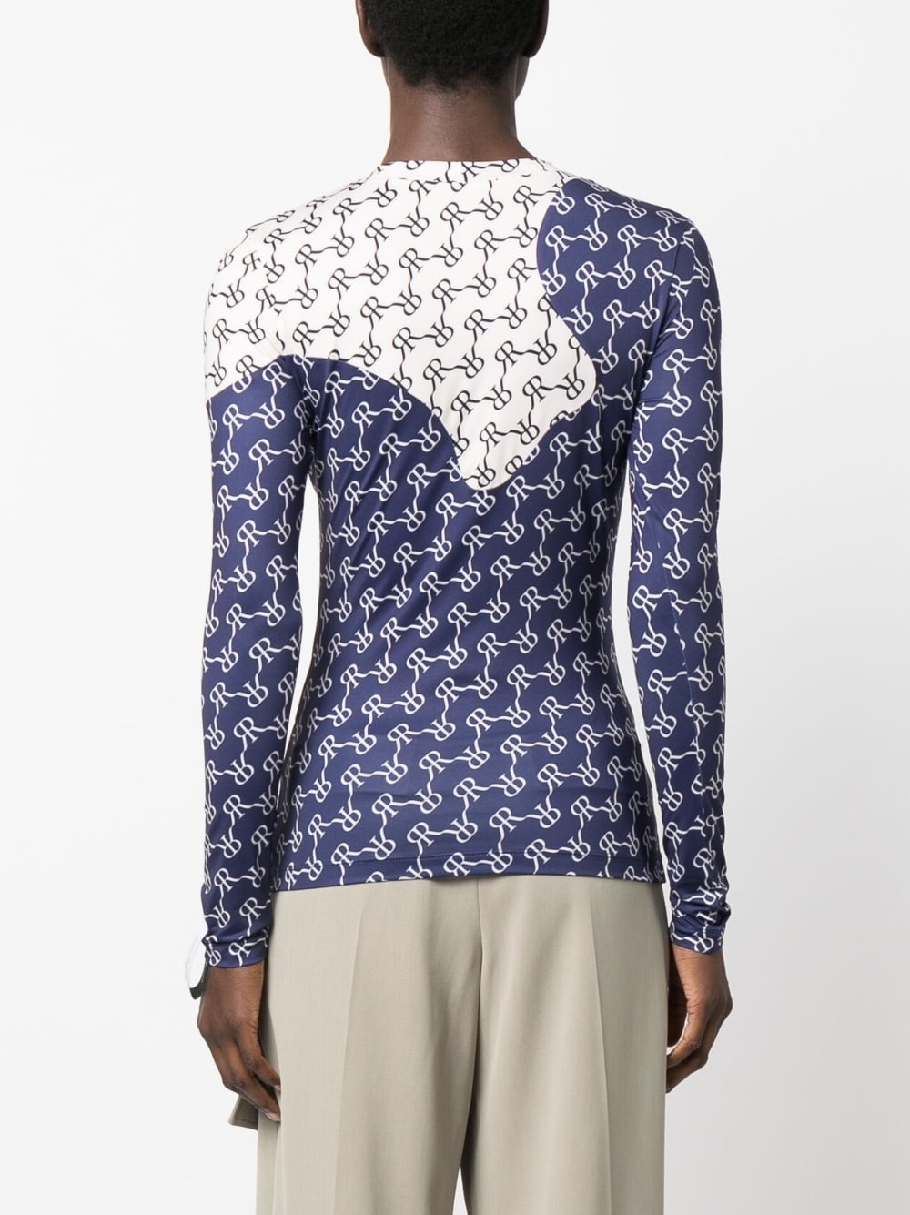 Rokh Two-Tone Monogram Top In Blue - 63% Off | Editorialist